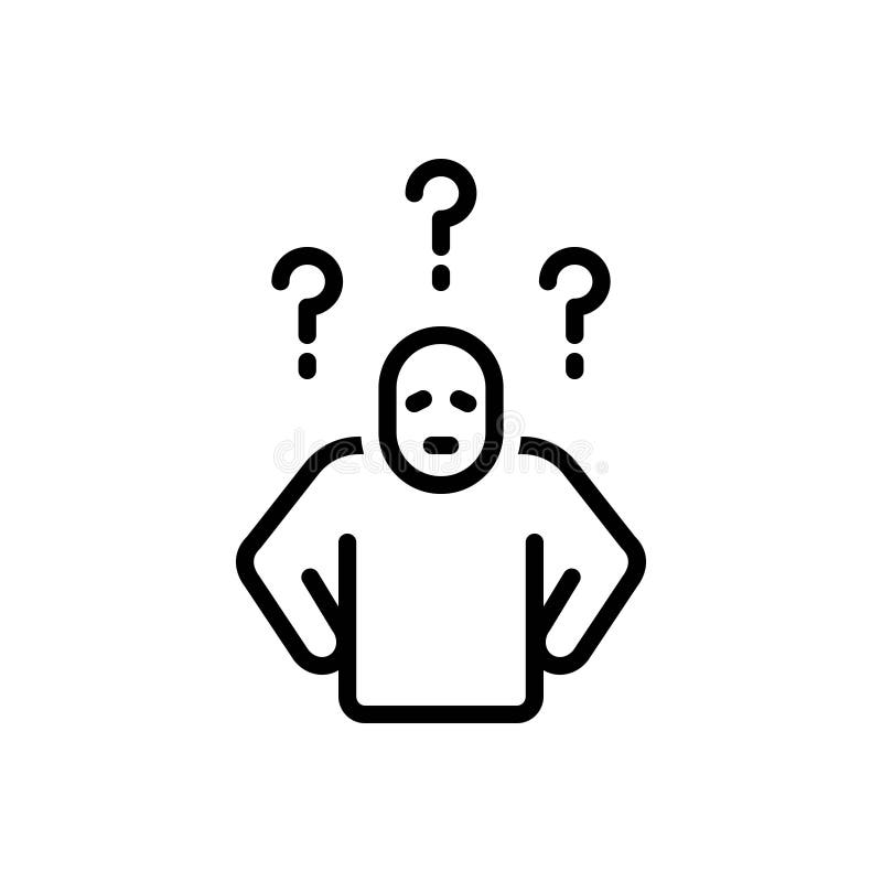 Black Line Icon for Concerns, Anxiety and Worried Stock Vector ...