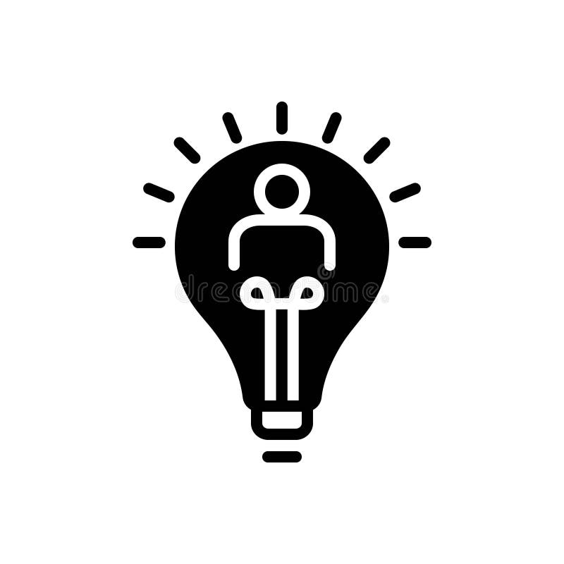 Black Solid Icon for Conclusion, Thinker and Bulb Stock Vector ...