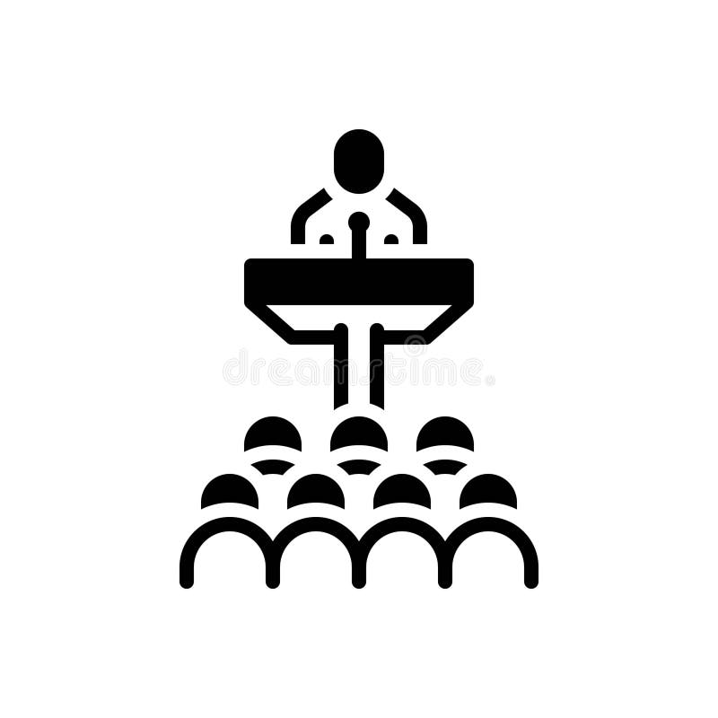 Black Solid Icon for Conference, Seminar and Speaker Stock Vector ...