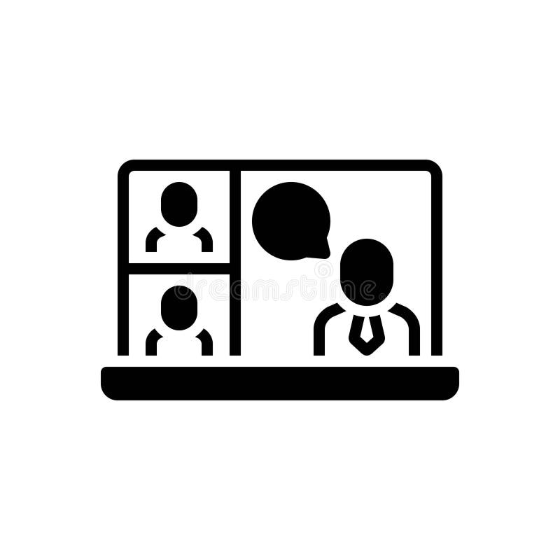 Black Solid Icon for Conferencing, Meeting and Online Stock Vector ...