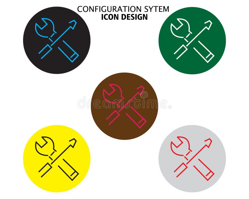 Icon Configuration System with Five Colors Style Flat Design Stock ...