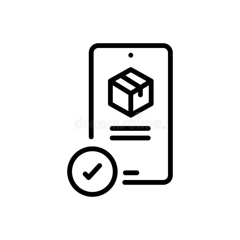 Black Line Icon for Confirm, Order and Parcel Stock Vector ...