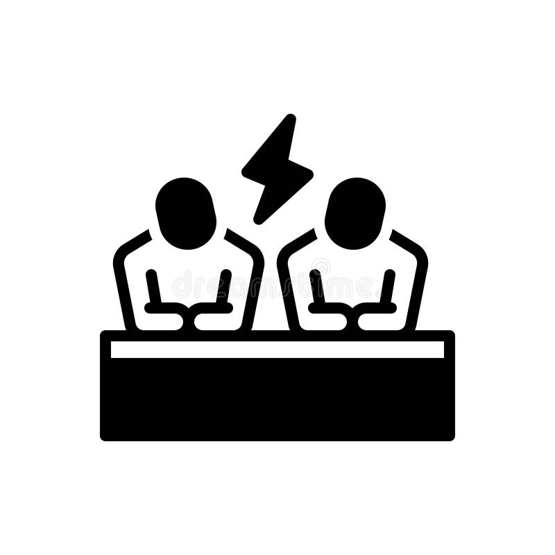 Black Solid Icon for Conflict, Collision and Quarrel Stock Illustration ...