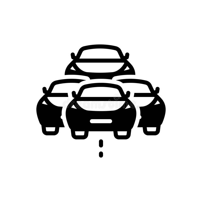Black Solid Icon for Congestion, Traffic and Vehicle Stock Illustration ...