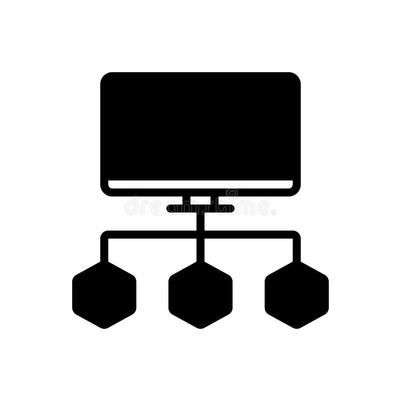 Black Solid Icon for Connection Data Flow Chart, Organizational and ...