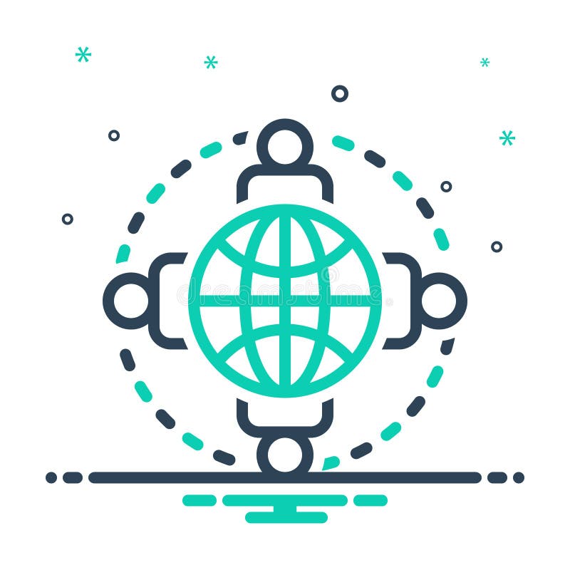 Mix Icon for Connected Persons Around the Earth, Unity and Around Stock ...