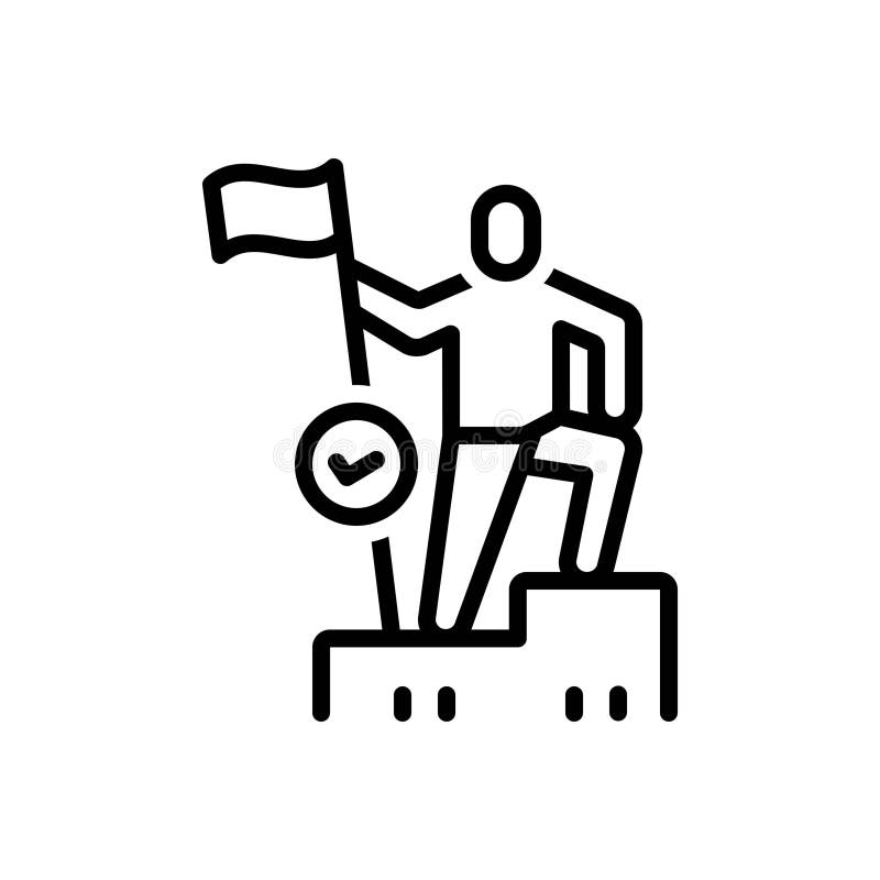 Black Line Icon for Conquering, Flag and Achievement Stock Vector ...