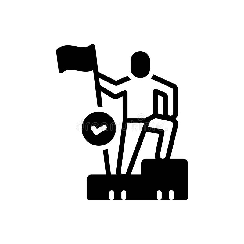 Black Solid Icon for Conquering, Flag and Achievement Stock Vector ...