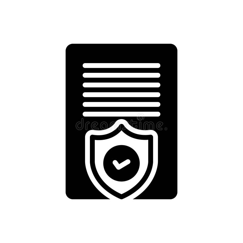 Black Solid Icon for Consent, Agreement and Document Stock Vector ...
