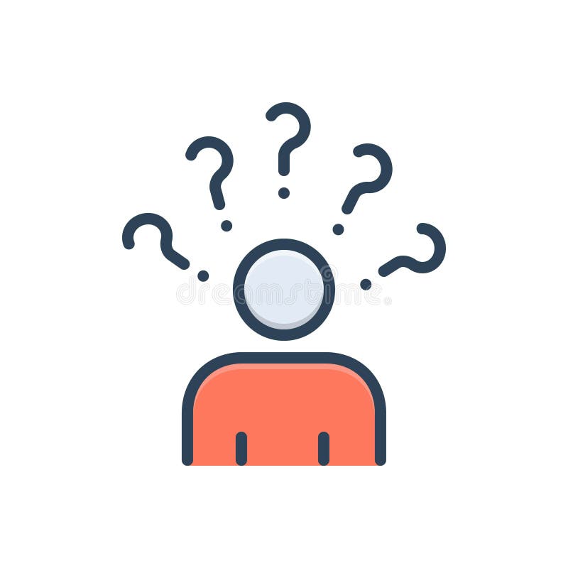Color Illustration Icon for Consideration, Why and Question Stock ...