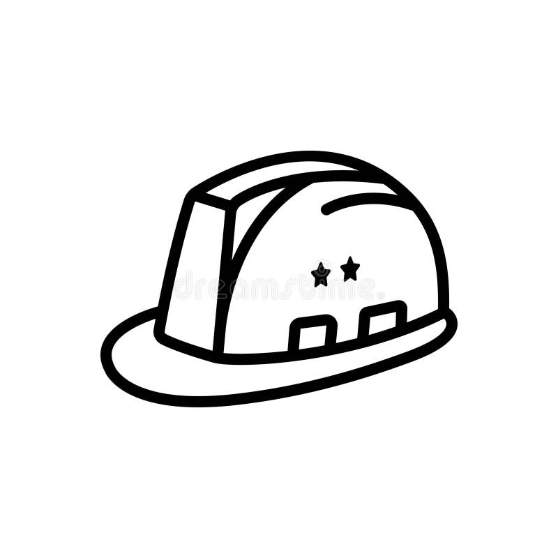 Black Line Icon for Construction Hat, Construction and Miner Stock ...
