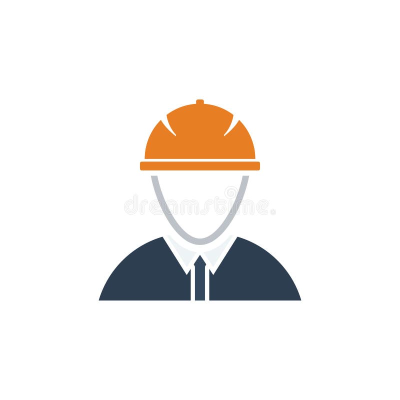 Icon of Construction Worker Head in Helmet Stock Vector - Illustration ...