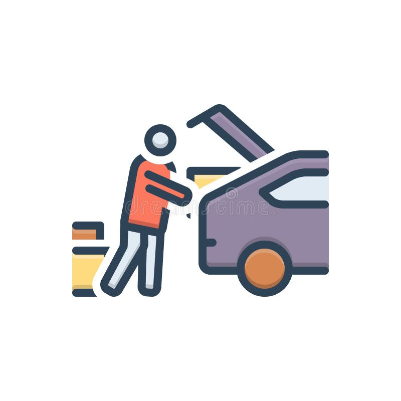 Color Illustration Icon for Consumers, Put in Car and Carry Stock ...