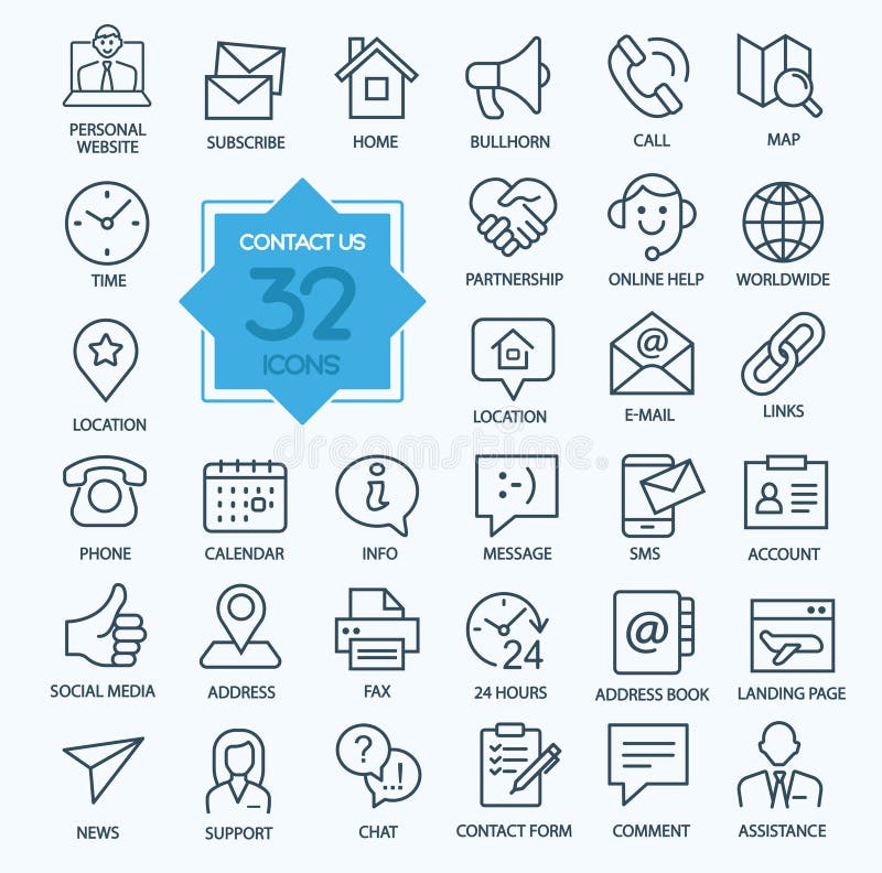 ICON CONTACT Icon Set, Use for Company Profile Stock Illustration ...