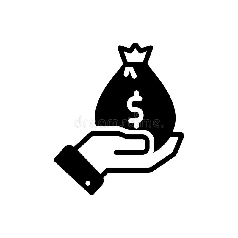 Black Solid Icon for Contribution, Money and Donation Stock Vector ...