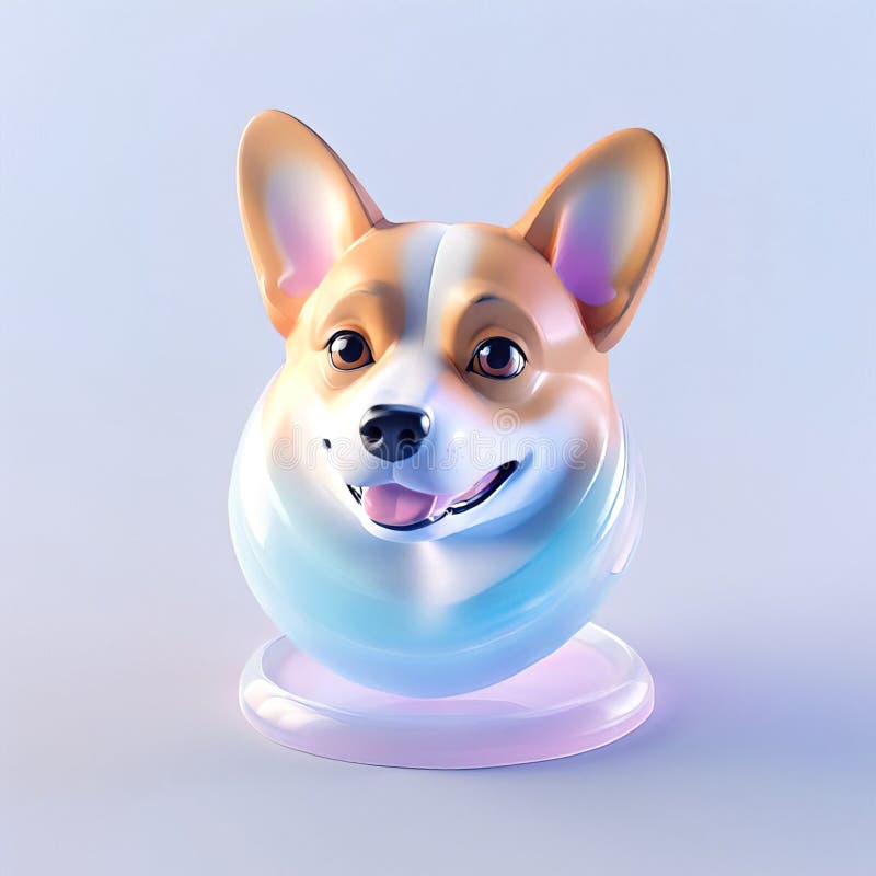 Icon of Corgi, Glossy Glass Style Stock Illustration - Illustration of ...