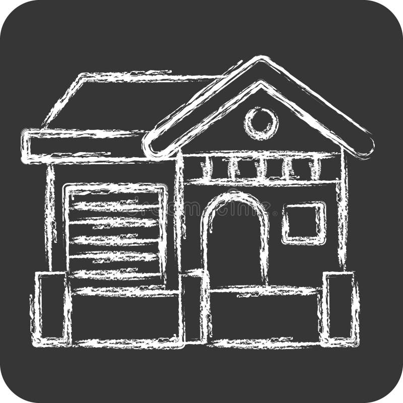 Icon Cottage. Related To Accommodations Symbol. Chalk Style. Simple ...