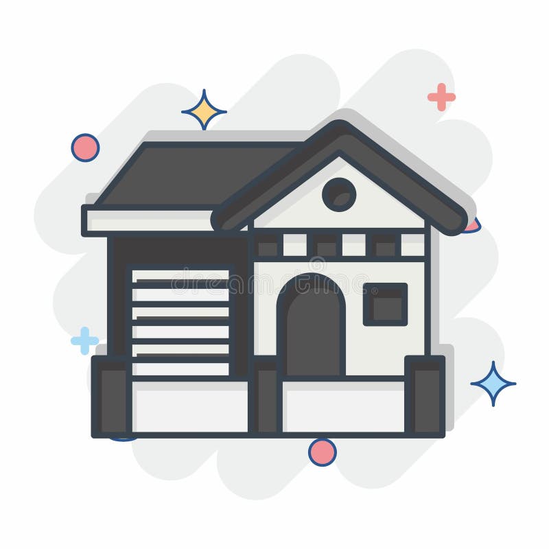 Icon Cottage. Related To Accommodations Symbol. Comic Style. Simple ...