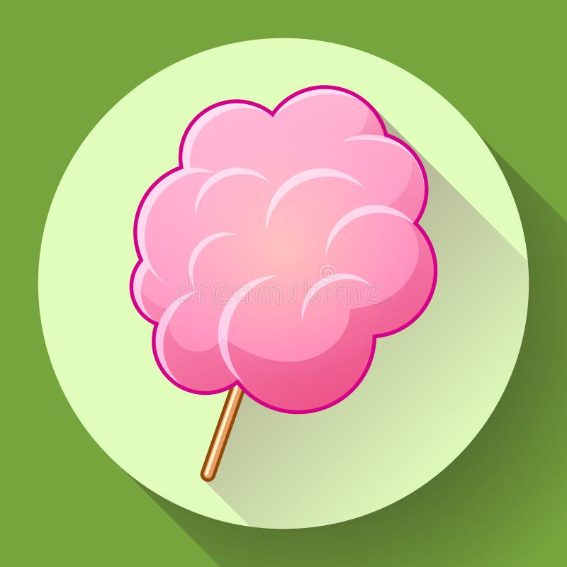Icon of Cotton Candy, Sugar Cloud on Stick Isolated Stock Vector ...