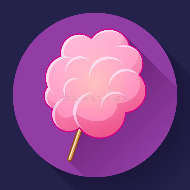 Icon of Cotton Candy, Sugar Cloud on Stick Isolated Stock Vector ...