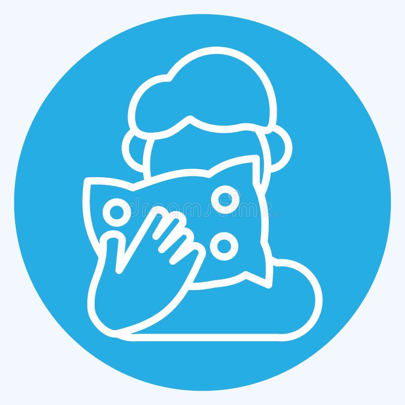 Icon Cough. Suitable for Flu Symbol. Blue Eyes Style. Simple Design ...