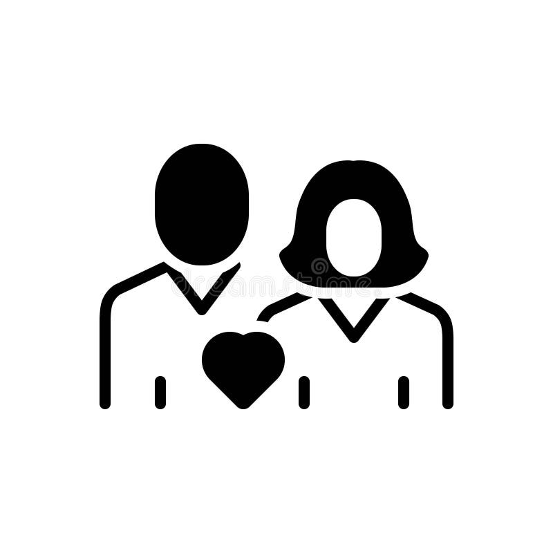 Black Solid Icon for Couple, Spouse and Romantic Stock Vector ...