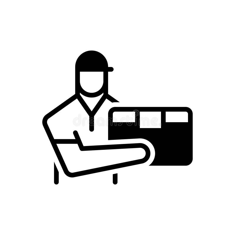 Black Solid Icon for Courier, Box and Service Stock Illustration - Illustration of logo ...