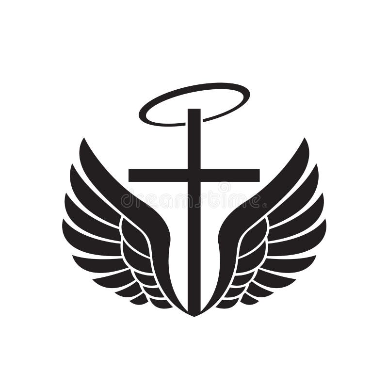 Cross and wings stock vector. Illustration of religious - 255132562