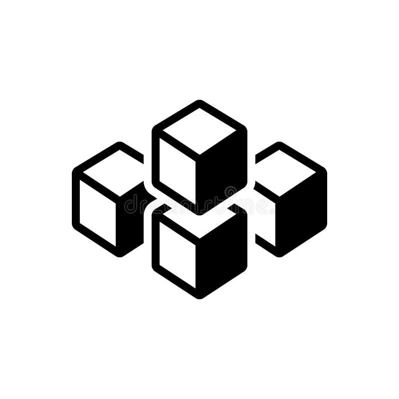 Black Solid Icon for Cube Graphic of Squares, Technology and Polygon ...