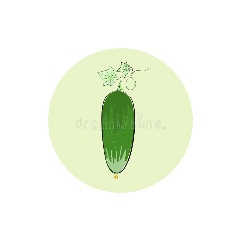Icon Cucumber Vegetable with Leaves, Vector Stock Vector - Illustration ...