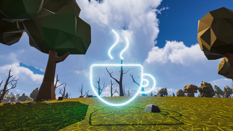 Icon of a Cup of Coffee with a Natural Environment in the Background 3d ...