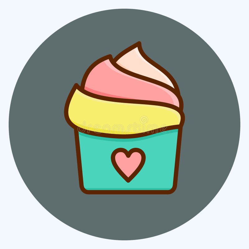 Cupcake Icon in Trendy Flat Style Isolated on Soft Blue Background Stock Illustration ...