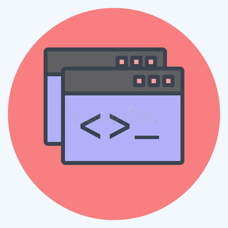 Icon Custom Coding Suitable For Programming Symbol Color Mate Style Simple Design Editable