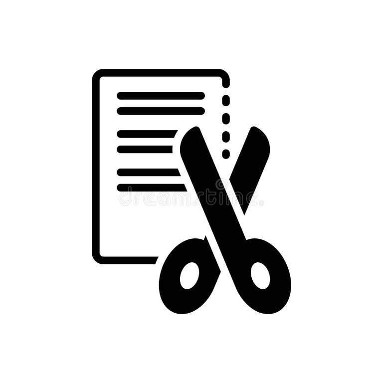 Black Solid Icon for Cuts, Scissor and Paper Stock Illustration ...