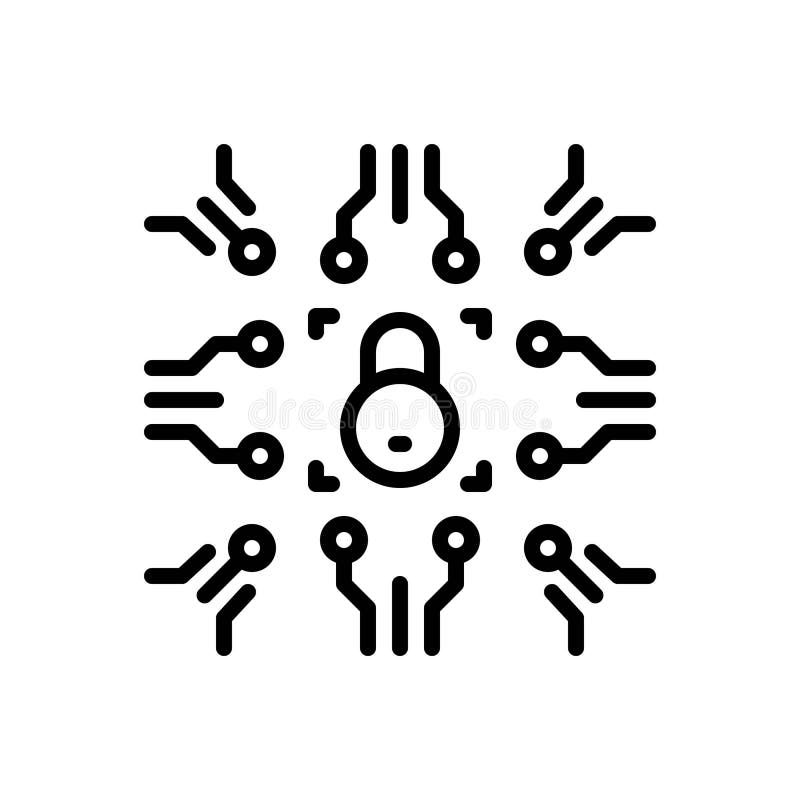 Black Line Icon for Cyber Security, Cyber and Data Stock Illustration ...