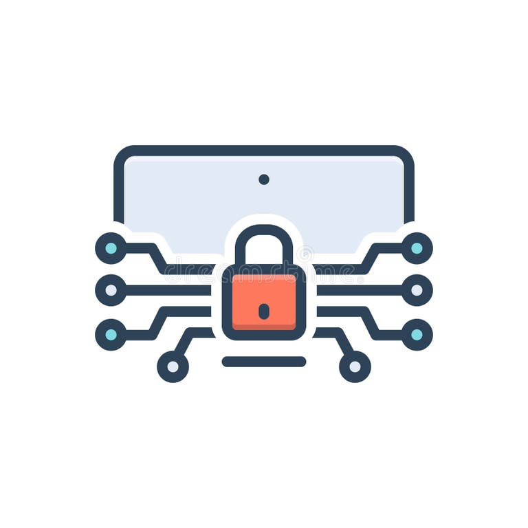 Color Illustration Icon for Cyber Security, Cyber Lock and Secured ...