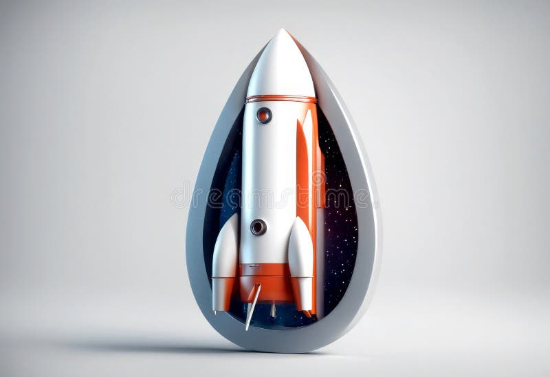 Icon 3d Rocket Rendering Olated White Start Three-dimensional Launch ...