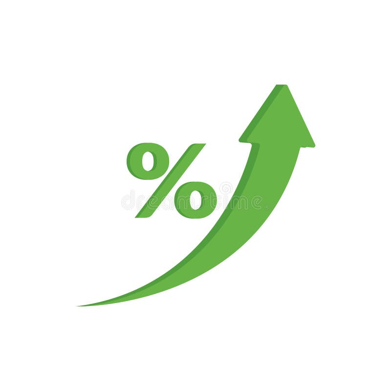 Icon 3d Sign Percentage and Arrow Up. Vector Illustration Eps 10 Stock ...