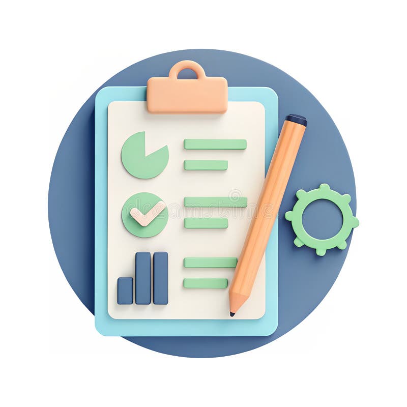 Icon 3d Style, a Clipboard Icon with a Pencil, Representing Planning ...