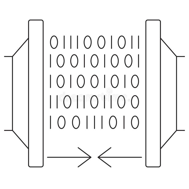Icon of Data Compression with Binary Code between Two Presses Stock Vector - Illustration of ...