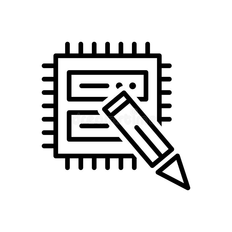 Black Line Icon for Data Edit, Redact and User Stock Vector ...