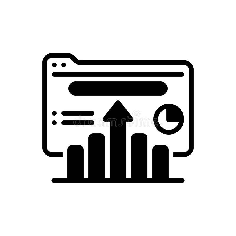 Black Solid Icon for Data Growth, Data and Report Stock Illustration ...