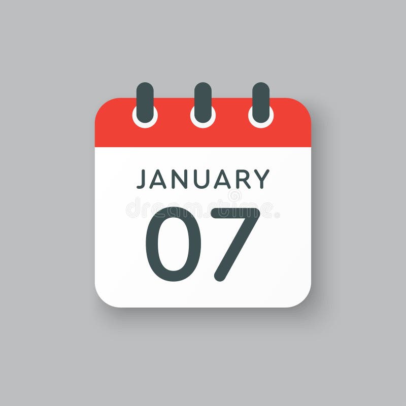 Icon Day Date 7 January, Template Calendar Page Stock Vector ... Icon Day Date 7 January, Template Calendar Page Stock Vector ...