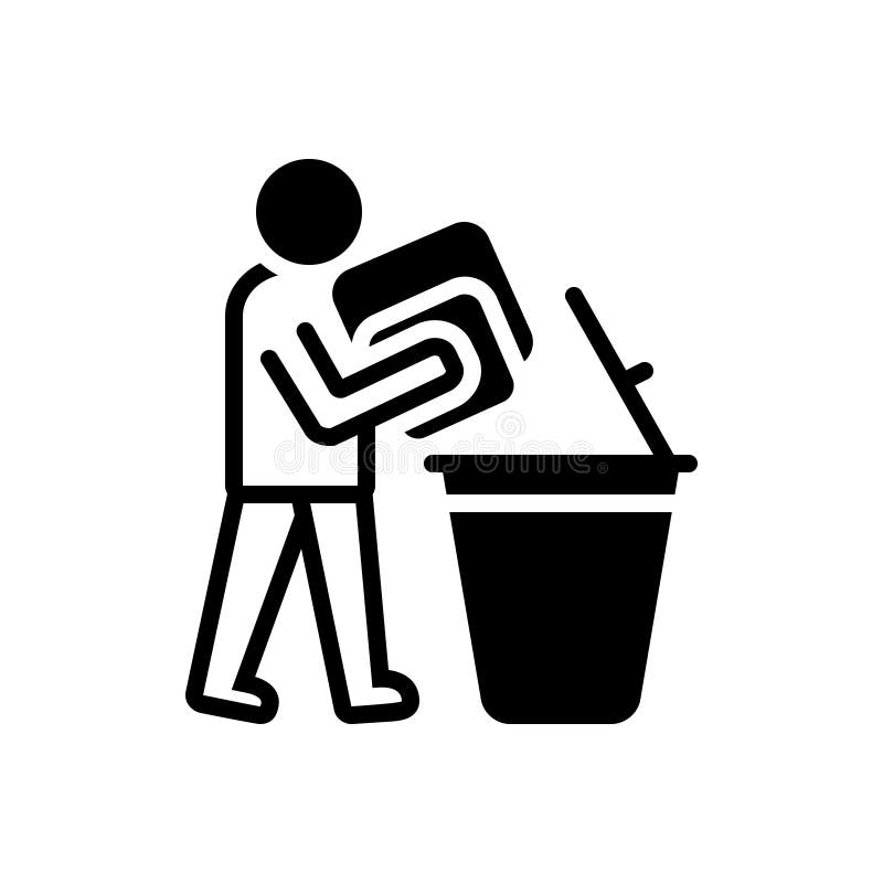 Black Solid Icon for Declutter, People and Throw Stock Vector ...