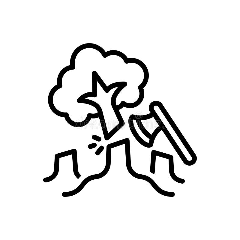 Black Line Icon for Deforestation, Erosion and Forest Stock Vector ...