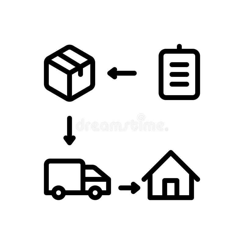 Black Line Icon for Delivery Process, Delivery and Courier Stock Vector ...