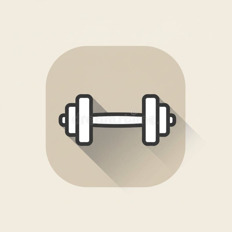 Icon Depicting a Dumbbell within a Rounded Square. the Graphic Features a Simple Black Stock ...