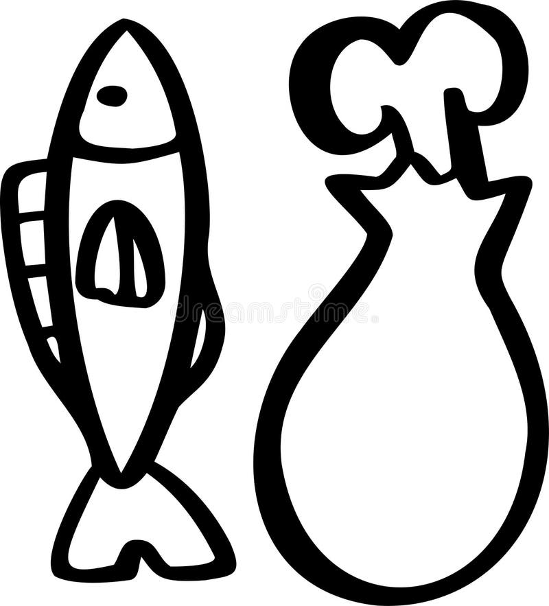 Icon Depicting Fish and Meat. Line Illustration Stock Illustration ...