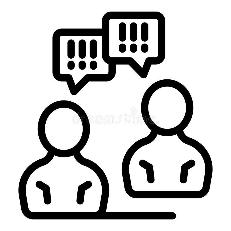 Icon Depicting Two People Communicating with Speech Bubbles Stock ...