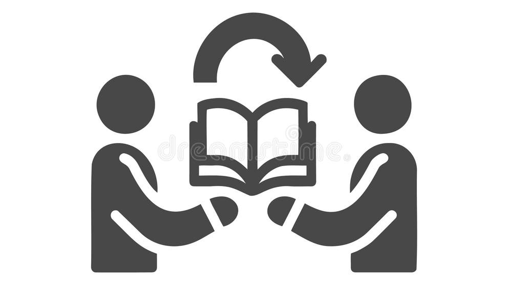 An Icon Depicting Two Stylized Figures Sharing a Book, with an Arrow ...